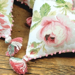 Heart Shaped Hanging Ornaments Stuffed Waverly Norfolk/rose Spring ...