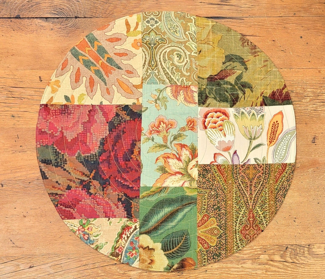 20" Round Quilted 100% Linen Table Topper/centerpiece Mat/runner Mixed ...