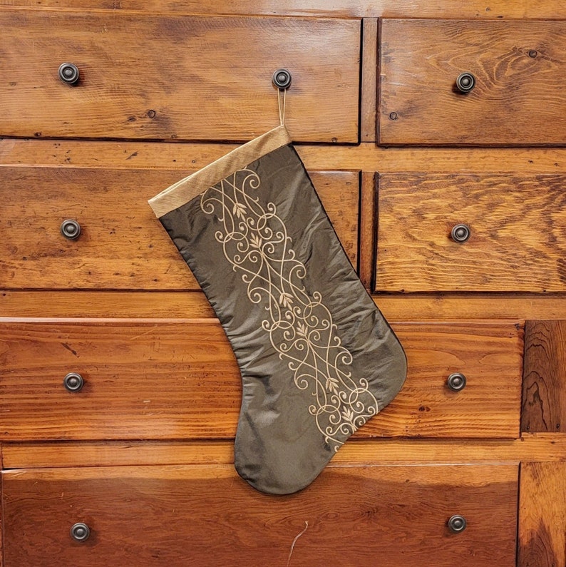 Taffeta & Silk Christmas Stocking Chocolate Brown Bronze With - Etsy
