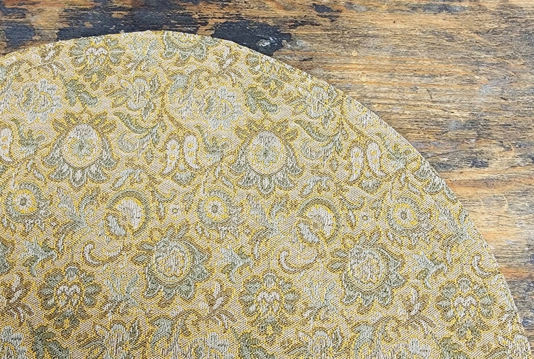 13" Round Table Topper Centerpiece Mat Scroll Jacquard Neutral Beige ...