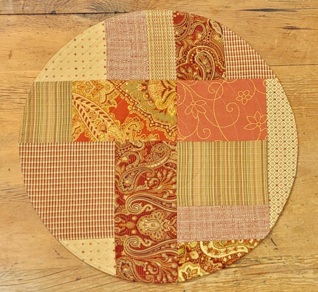 20" Round Quilted Table Topper/centerpiece Mat Multicolor Patchwork ...