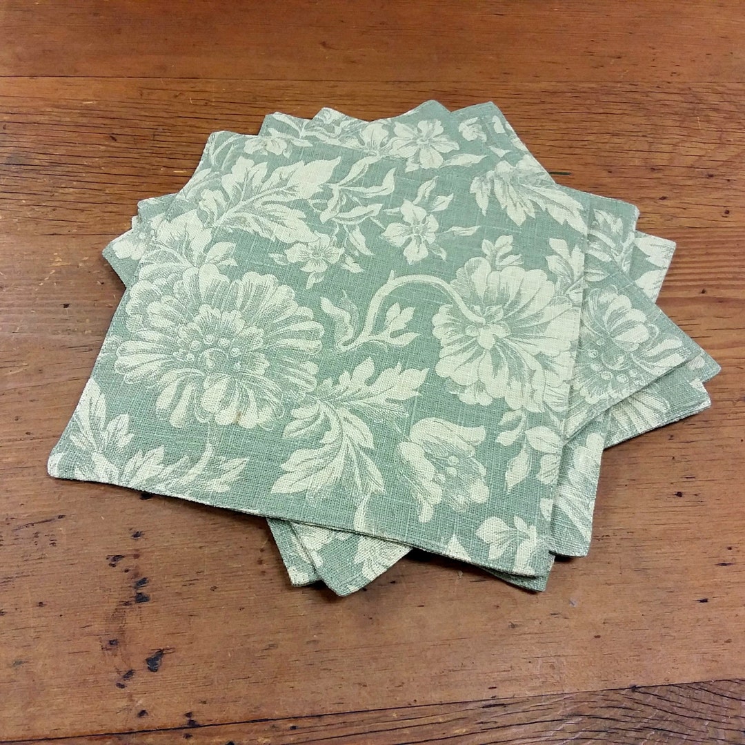 10 Linen Cocktail Napkins, Snack Mats, Mug Rugs, Placemats, Square Ecru ...