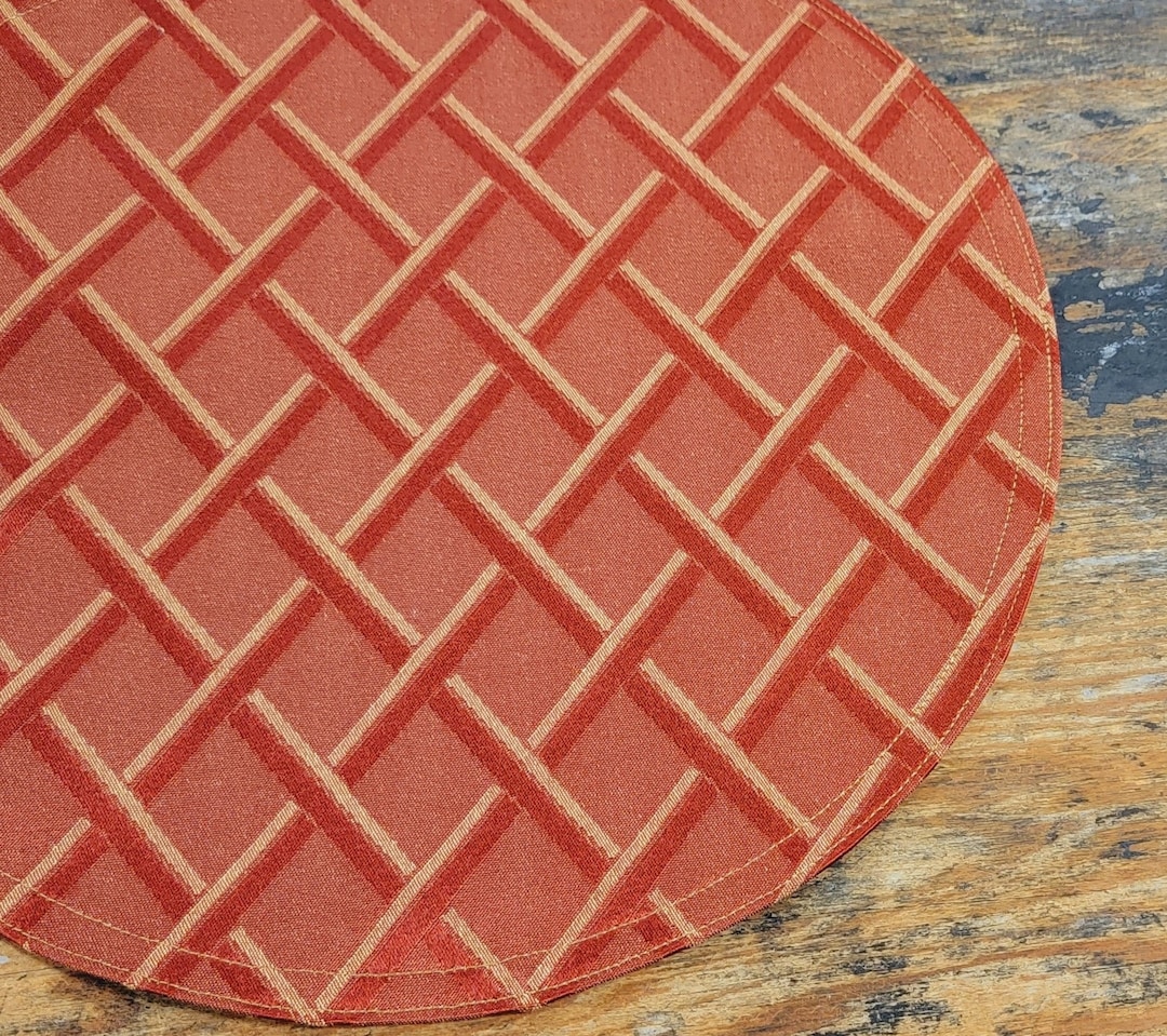 Round Table Runner Topper Centerpiece Mat Rust Gold Burnt Orange Brick ...