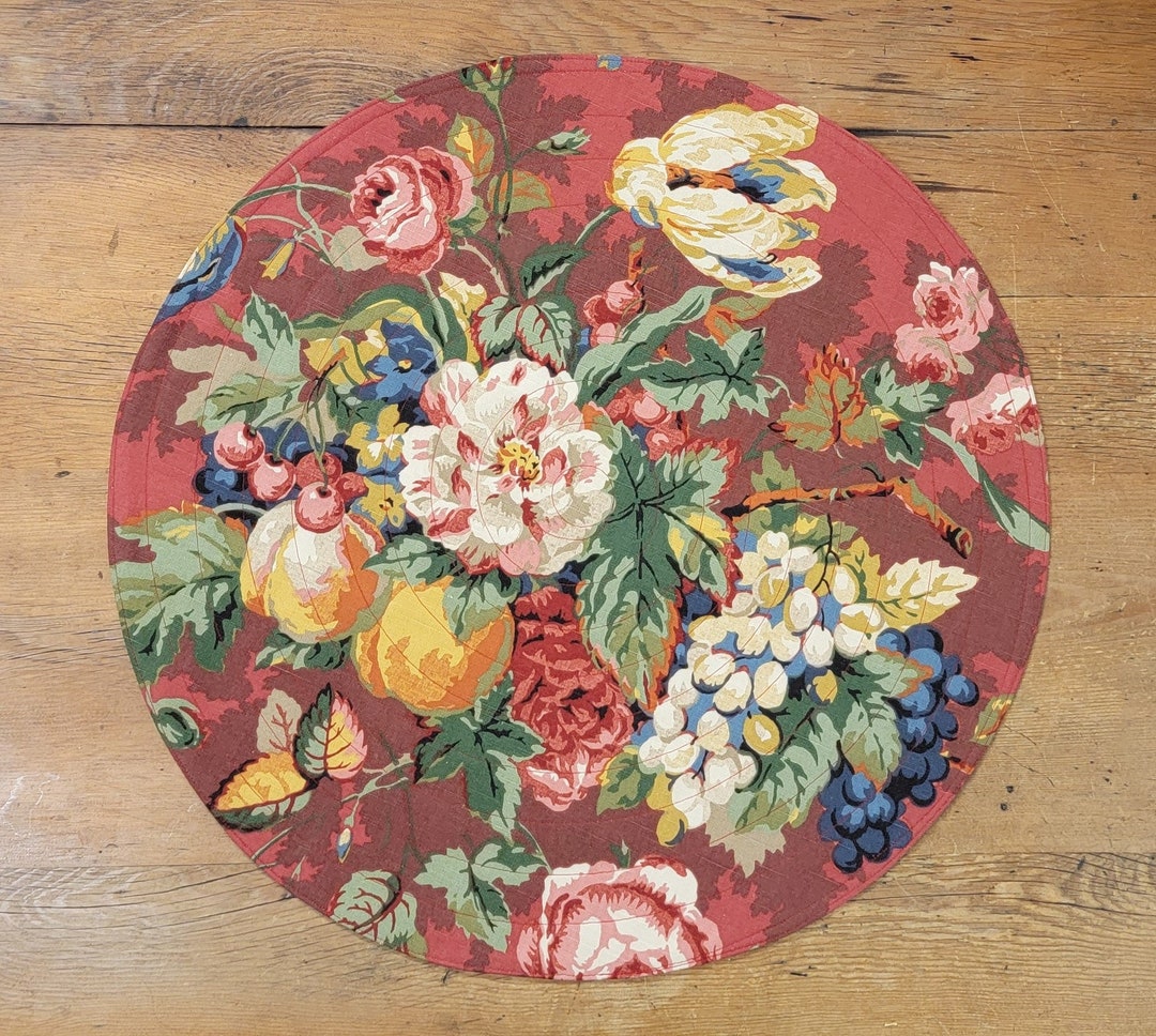 24 Round Quilted Centerpiece Table Mat Topper Runner P. Kaufmann ...