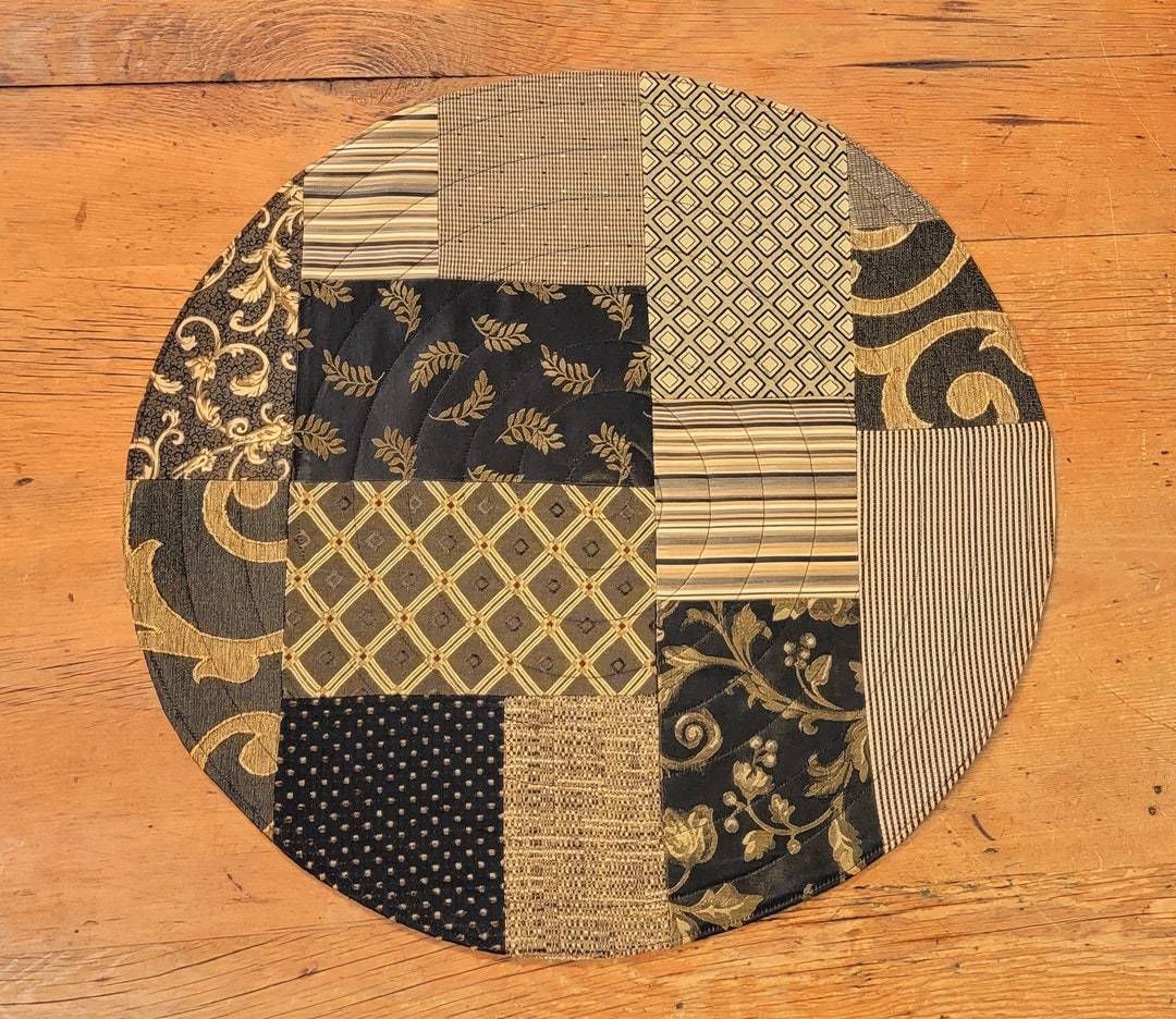 20" Round Quilted Table Topper/centerpiece Mat Multicolor Patchwork ...