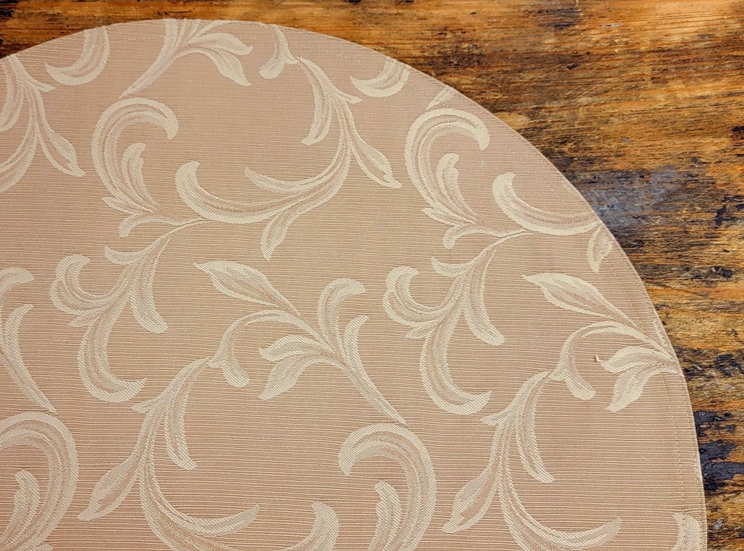 Beige Round Table Topper Centerpiece Mat Scroll Jacquard Neutral - Etsy