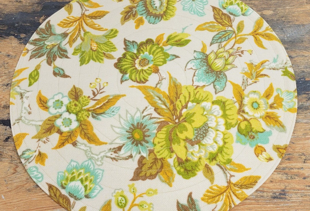 20" Quilted Centerpiece Mat Round Table Topper Vintage 50s 60s 70s ...