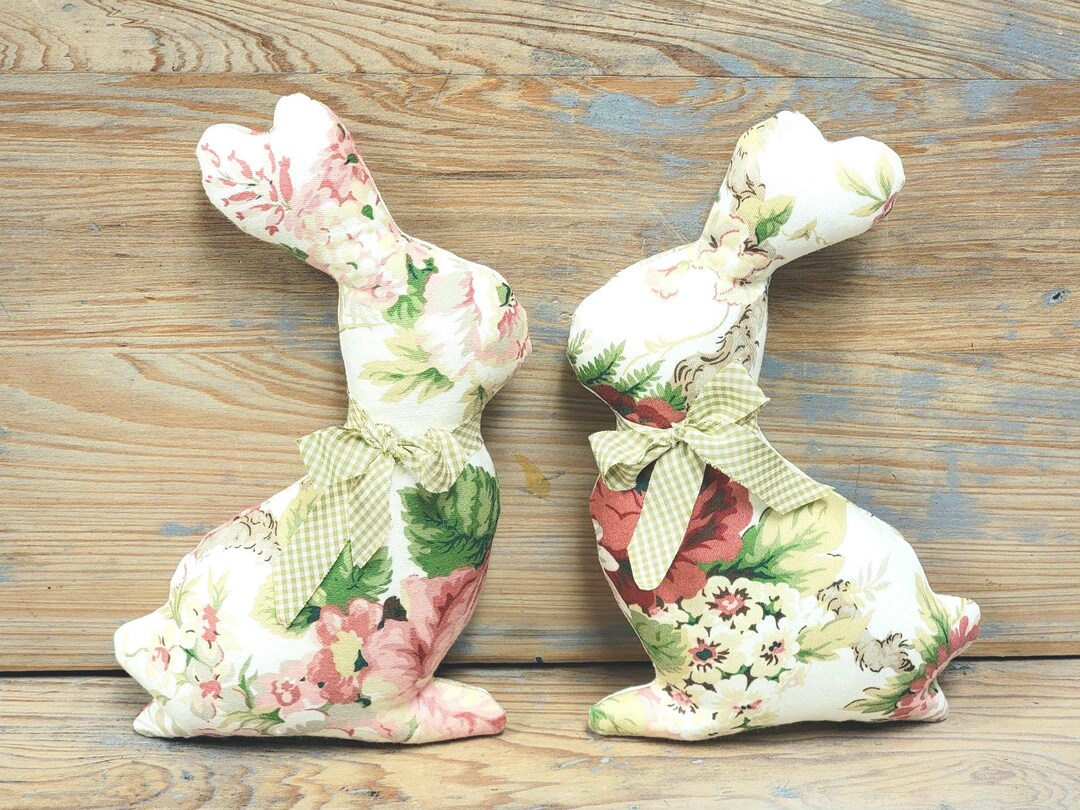 9" Bunny Ornaments Floral Pink Roses Waverly Norfolk Rose Spring ...