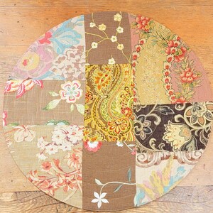 20 Round Quilted Linen Table Topper/centerpiece Mat Mixed Prints Boho ...