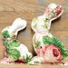 9" Bunny Ornaments Floral Pink Roses Waverly Norfolk Rose Spring ...