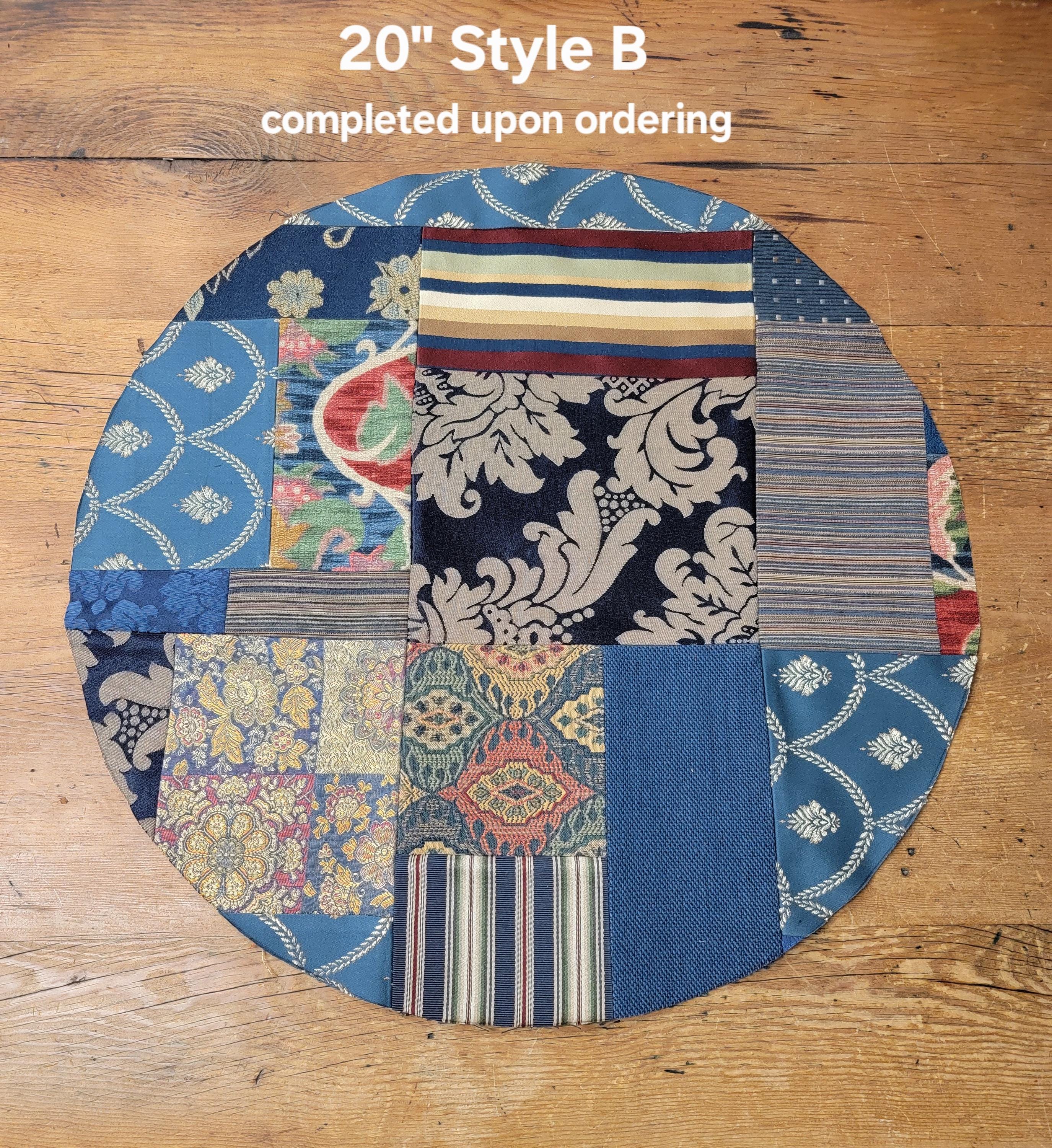 Custom Round Quilted Table Topper: Patchwork Centerpiece Mat Multicolor ...