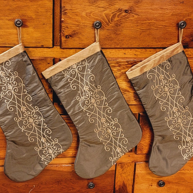 Taffeta & Silk Christmas Stocking Chocolate Brown Bronze With - Etsy