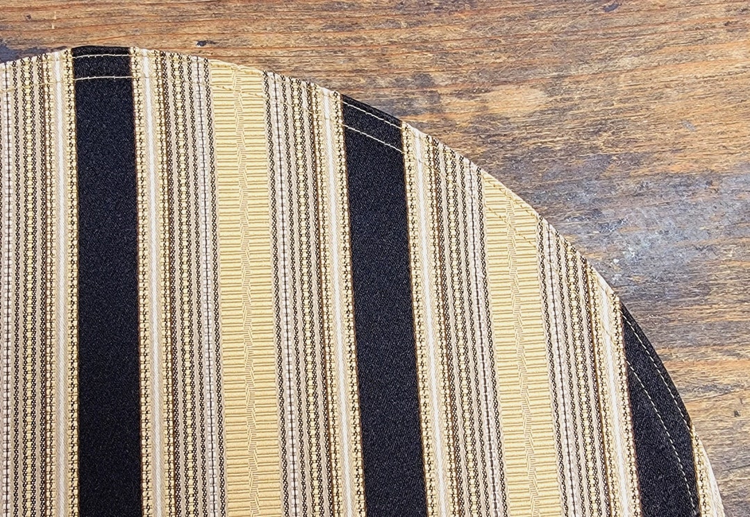 Round Table Topper Centerpiece Mat Runner Gold Black Stripe Silk - Etsy