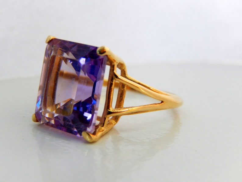 Vintage Amethyst Ring rectangle amethyst ring gold amethyst | Etsy