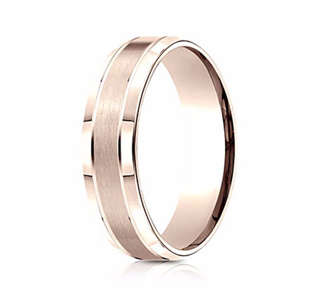 Rose Gold Mens Ring, Brushed Rose Gold Mens Band, Rose Gold Male ...