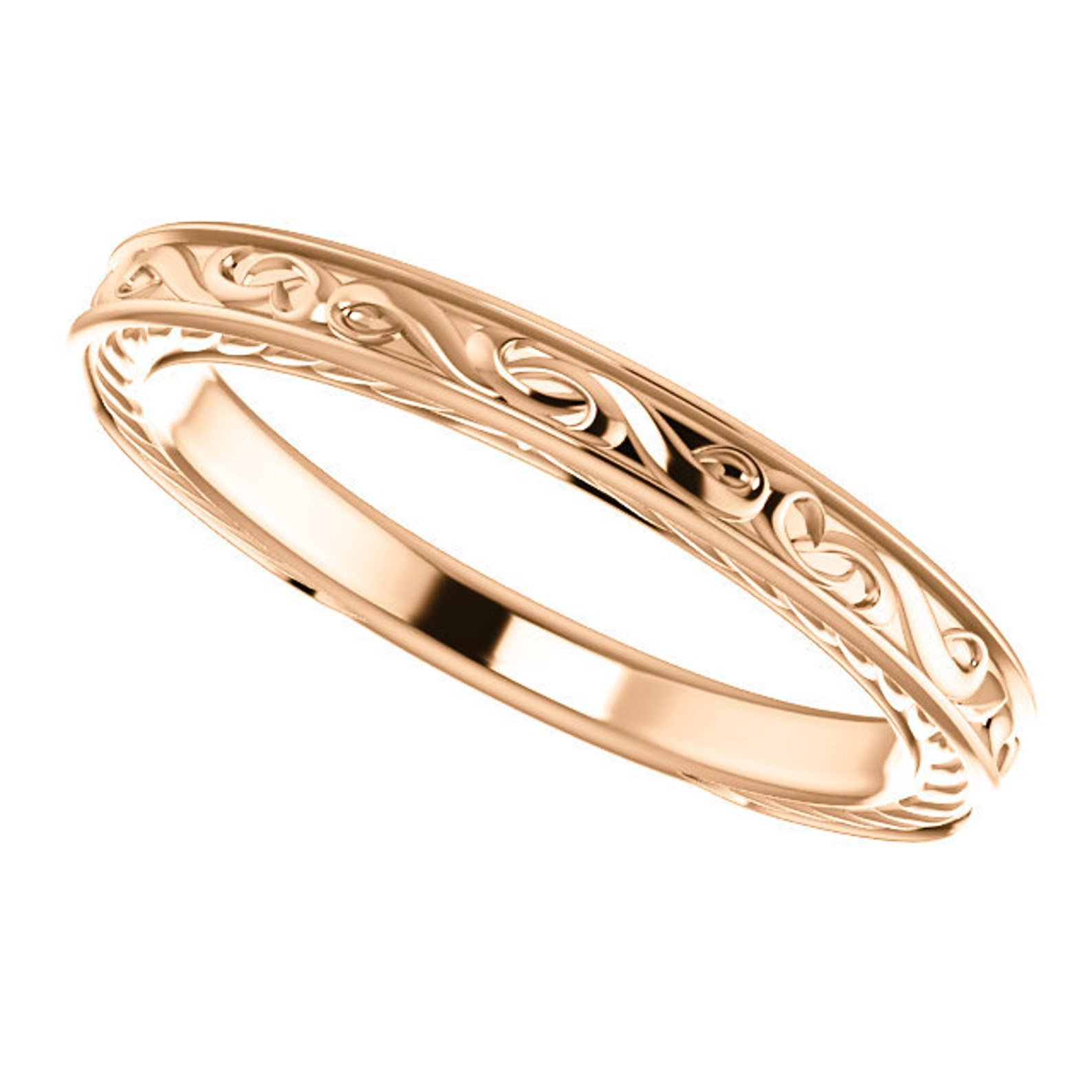Rose Gold Vintage Band Vintage Rose Gold Wedding Band Rose - Etsy