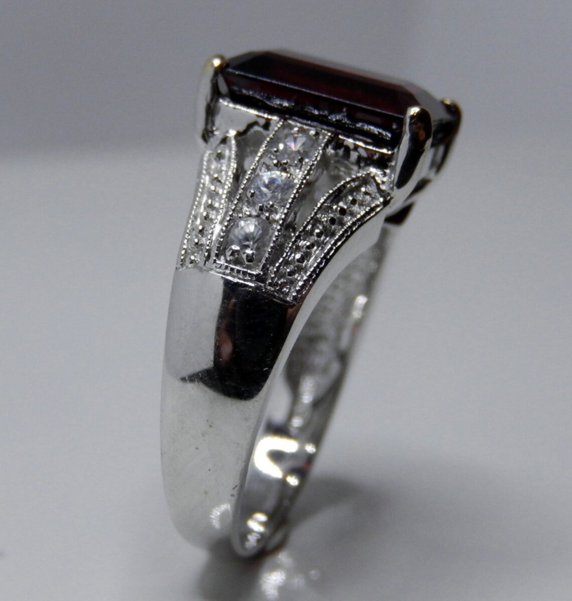 5ct Rare Garnet Gemstone Ring 14k White Gold Handmade Ring With White ...