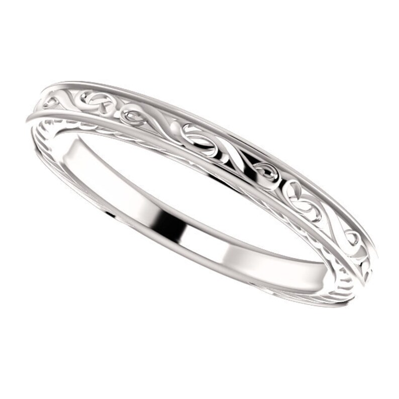 Vintage Band Handmade 14k White Gold, Antique Gold Wedding Bands ...