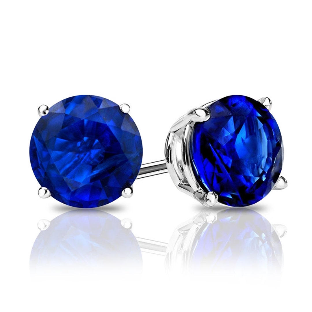 Blue Sapphire Earrings, Sapphire Earrings Studs, Blue Sapphire Studs ...
