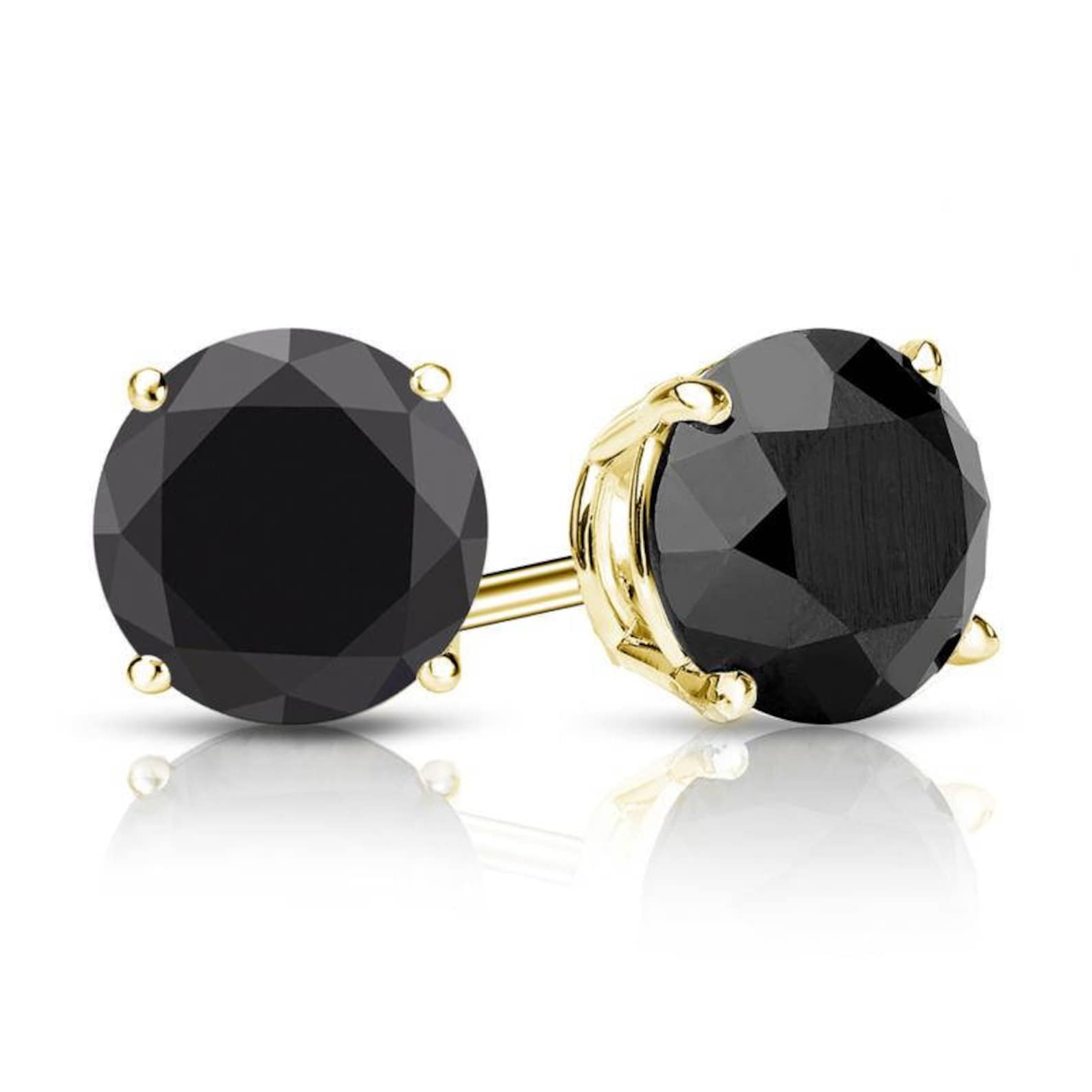 Black Onyx Earrings White Gold Black Onyx Stud Earrings - Etsy