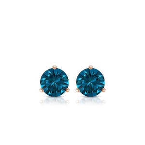 Blue Diamond Earrings Studs, Blue Diamond Studs, Martini Earring ...