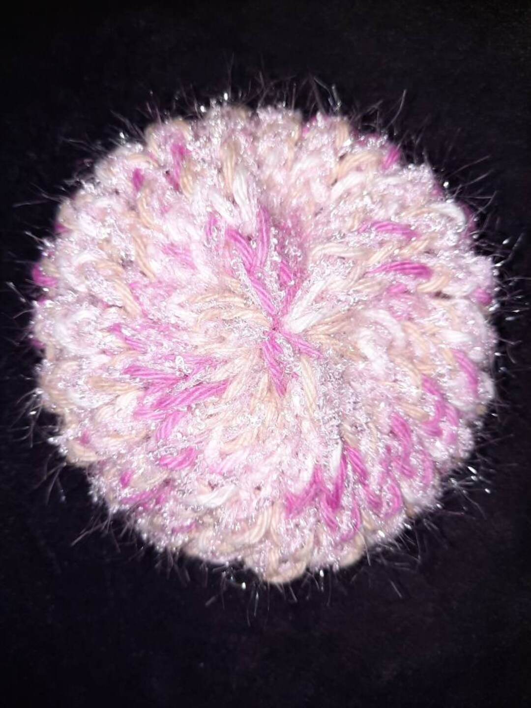 Round Loom Knit Scrubby (with Pink) ~~ Kitchen Bath Scrubber Cloth ...