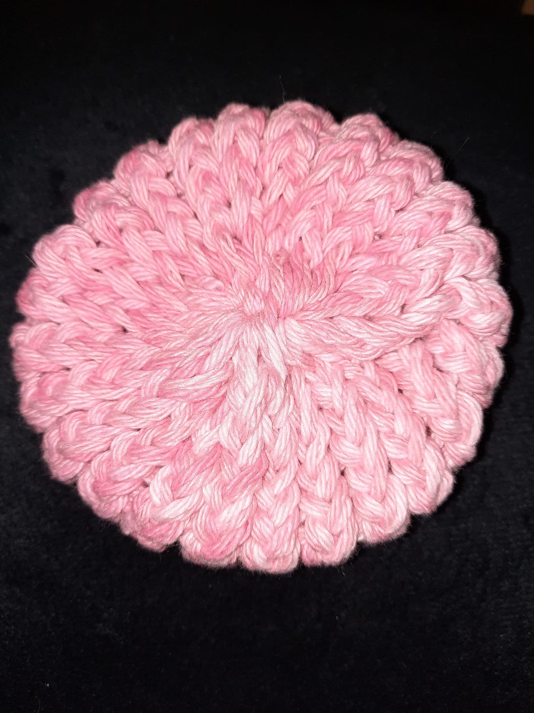 Round Loom Knit Cotton Pouf/sponge Kitchen Bath Sponge Cloth Pouf ...