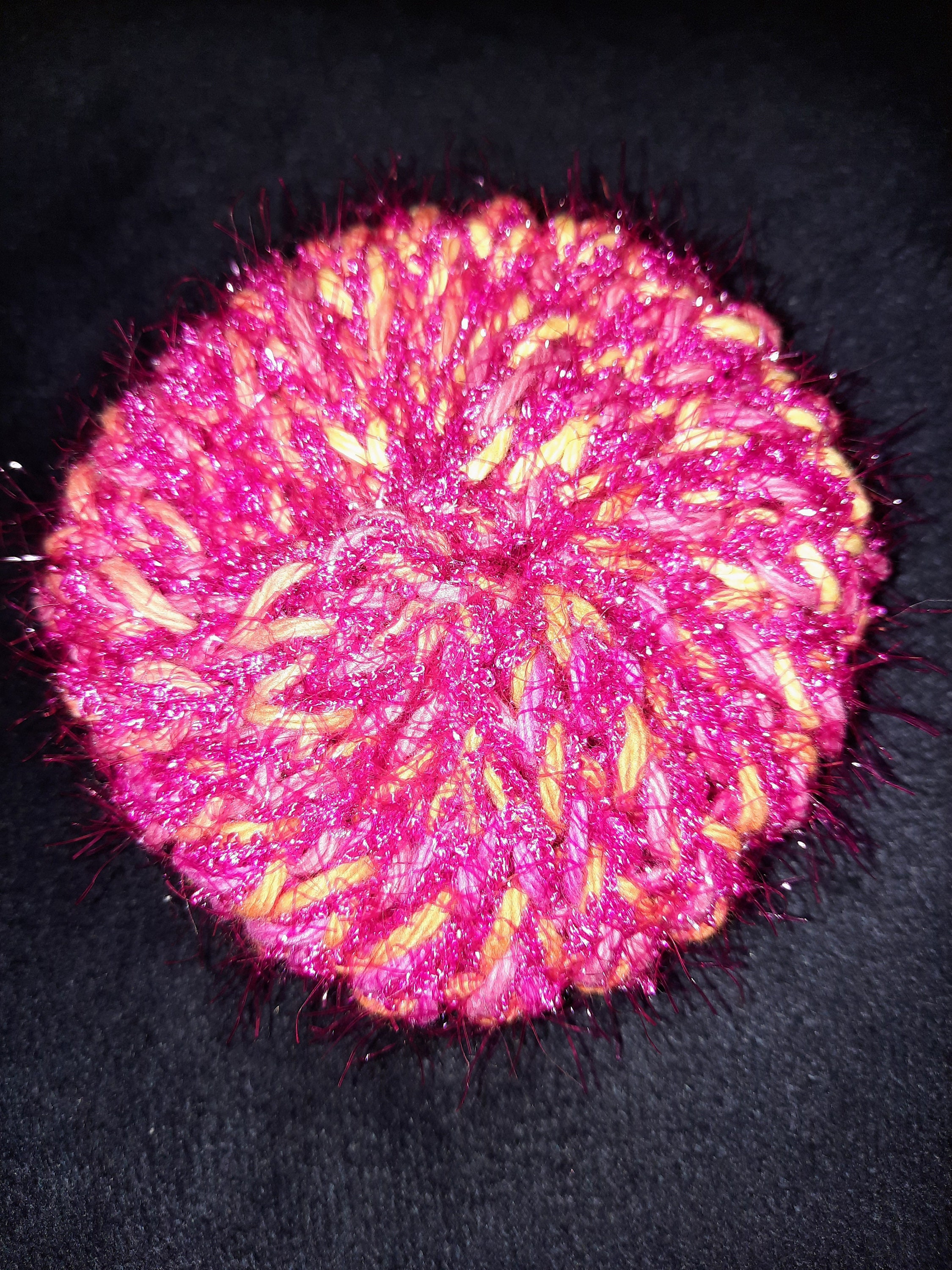 Round Loom Knit Scrubby small With Fuchsia Kitchen Bath - Etsy