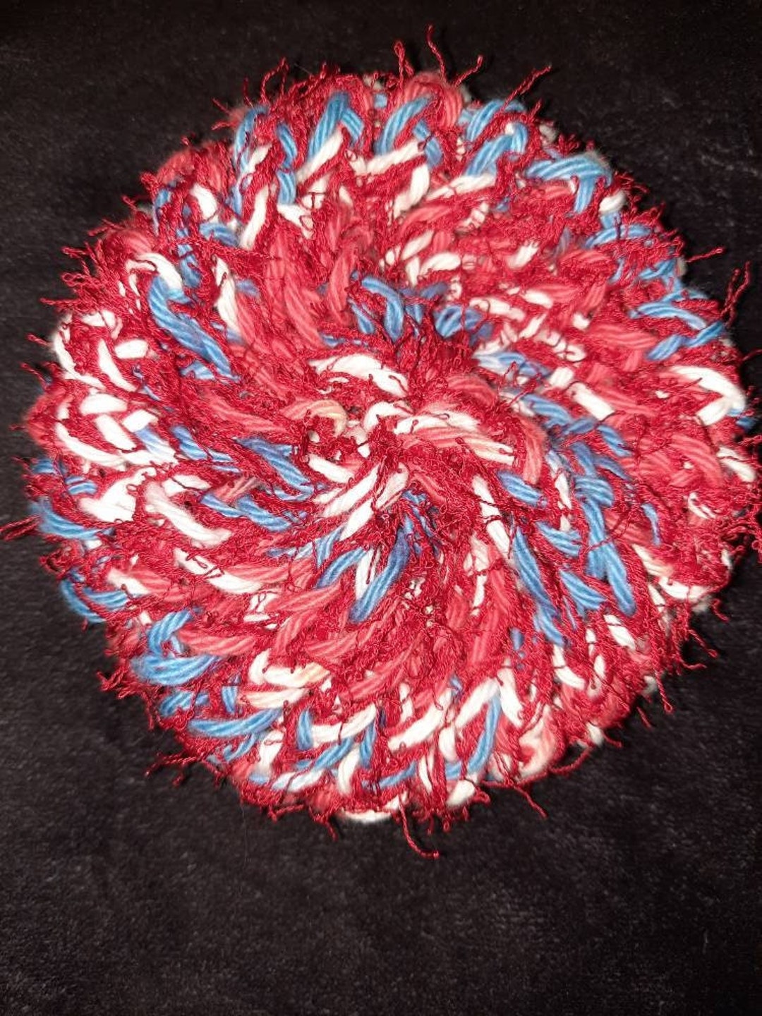 Round Loom Knit Scrubby (with Red) ~~ Kitchen Bath Scrubber Cloth ...