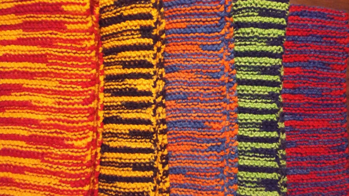 Red and Grey Sports Team Colors Knitted Scarf Handmade Knit Child Teen ...