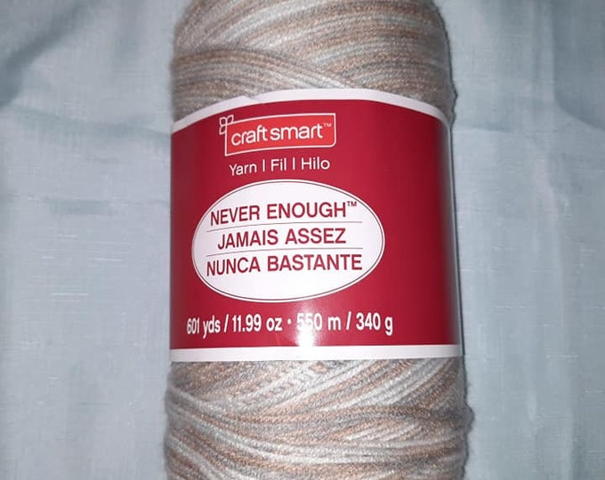 Craft Smart Never Enough Yarn LIGHT GREY/BEIGE (variegated) 601yds/11 ...