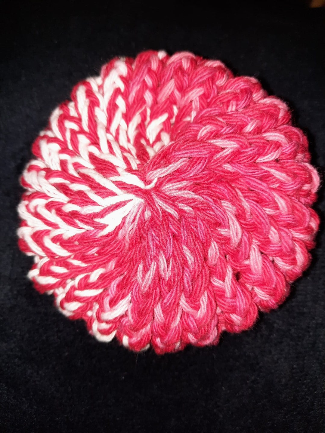 Round Loom Knit Cotton Pouf/sponge ~~ Kitchen Bath Sponge Cloth Pouf ...