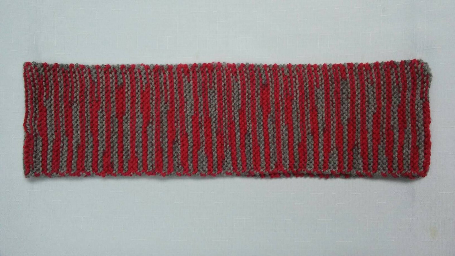 Red and Grey Sports Team Colors Knitted Scarf Handmade Knit Child Teen ...