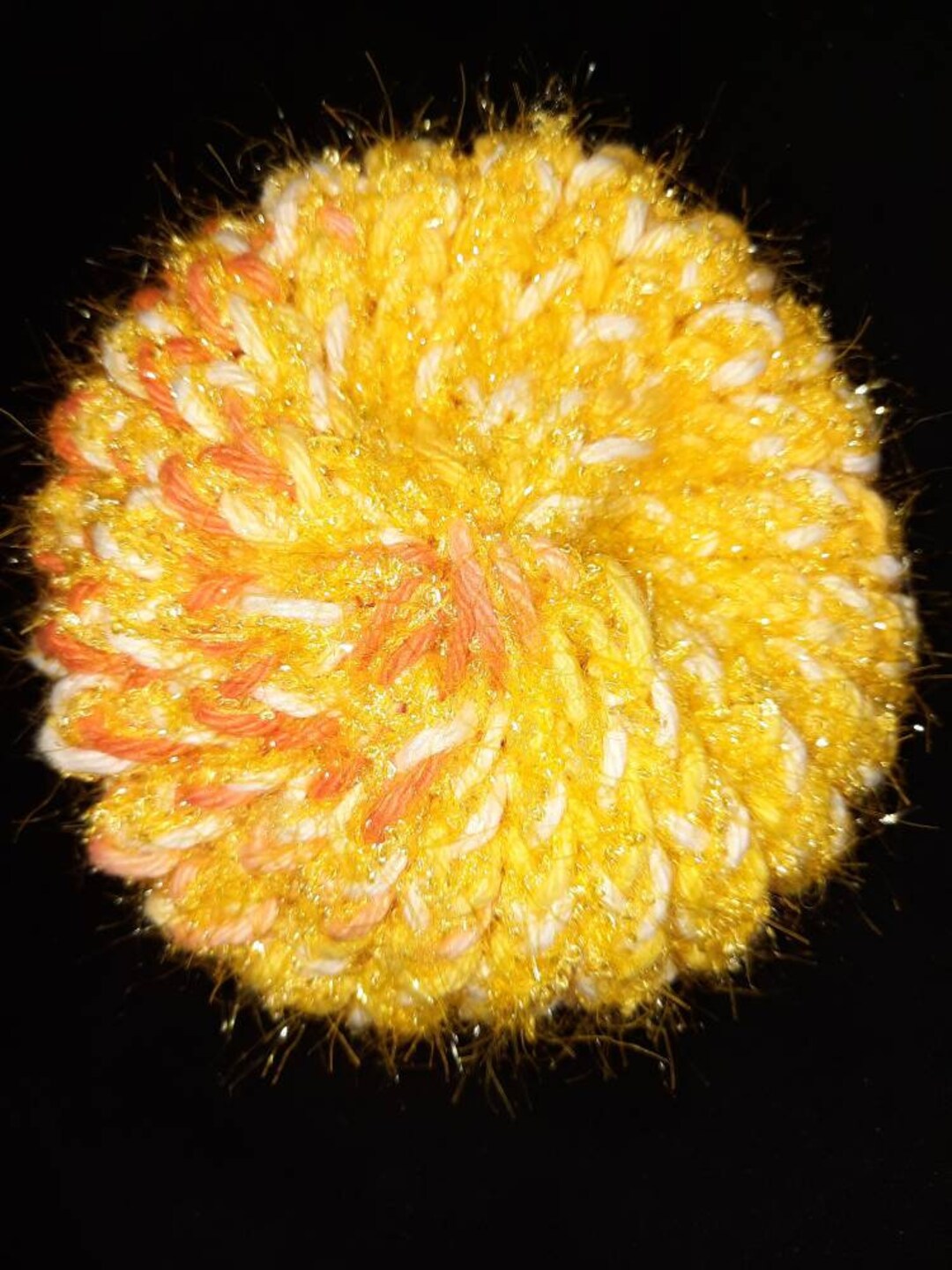 Round Loom Knit Scrubby (with Yellow) ~~ Kitchen Bath Scrubber Cloth ...