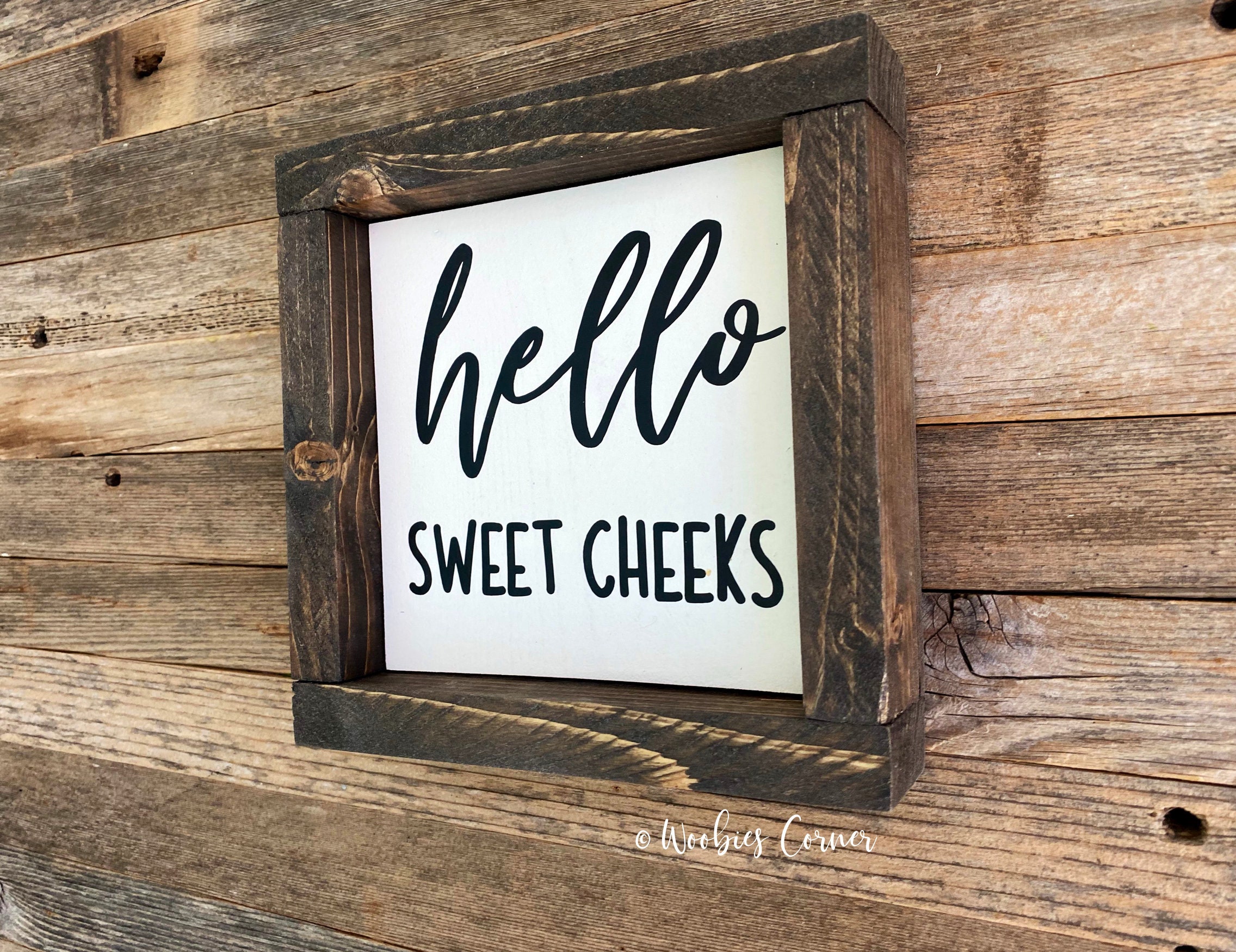 Hello Sweet Cheeks Sign Funny Bathroom Signs Bathroom Wood | Etsy