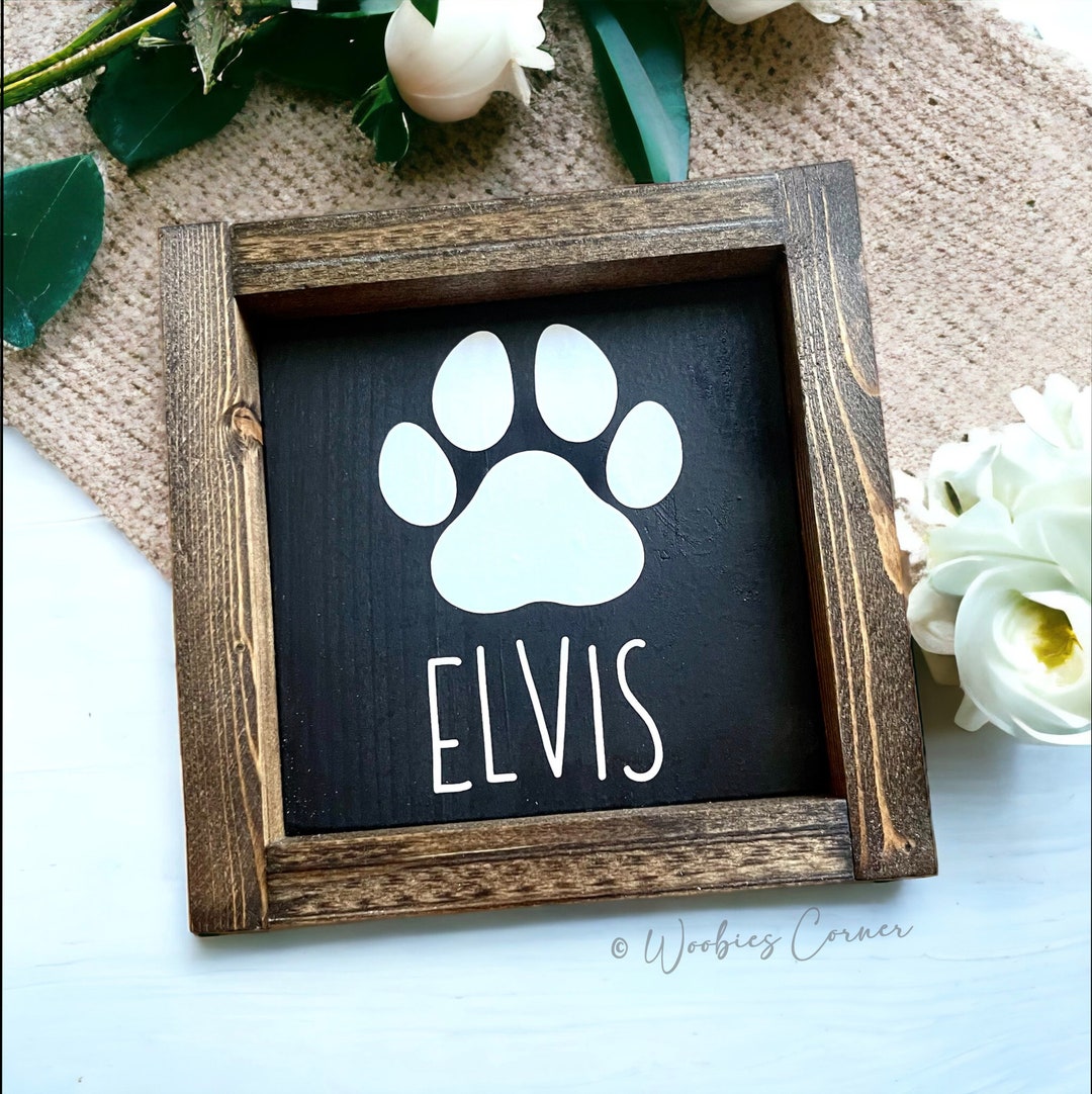Cat Name Sign, Cat Signs for a Home, Cat Paw Print Sign, Farmhouse Cat ...