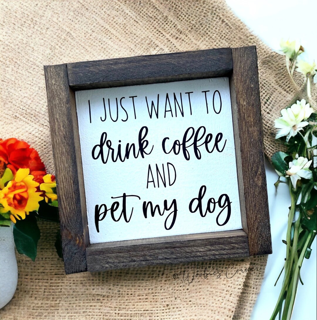 Coffee and Dogs Wood Sign for Kitchen Coffee Bar | Personalized Quote ...
