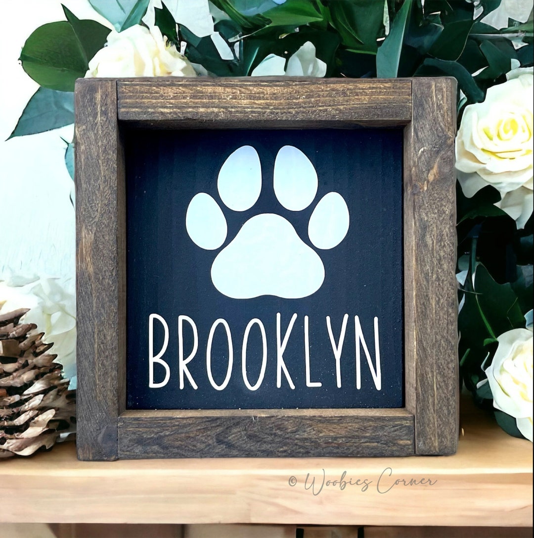 Personalized Pet Name With Paw Print Wood Sign | Dog Lover Gifts for ...