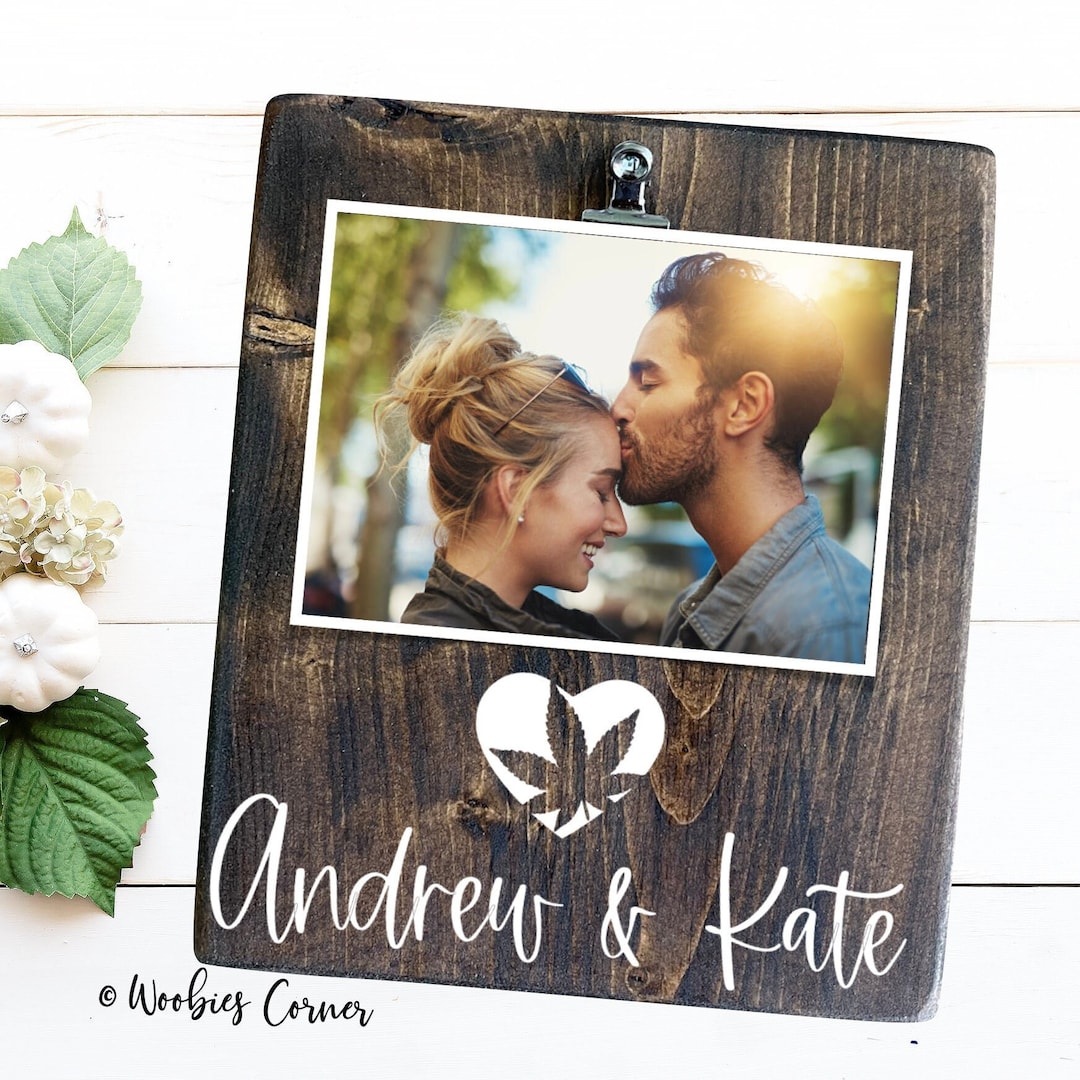 Personalized Cannabis Leaf Picture Frame, Unique Couples Gift, 420 ...