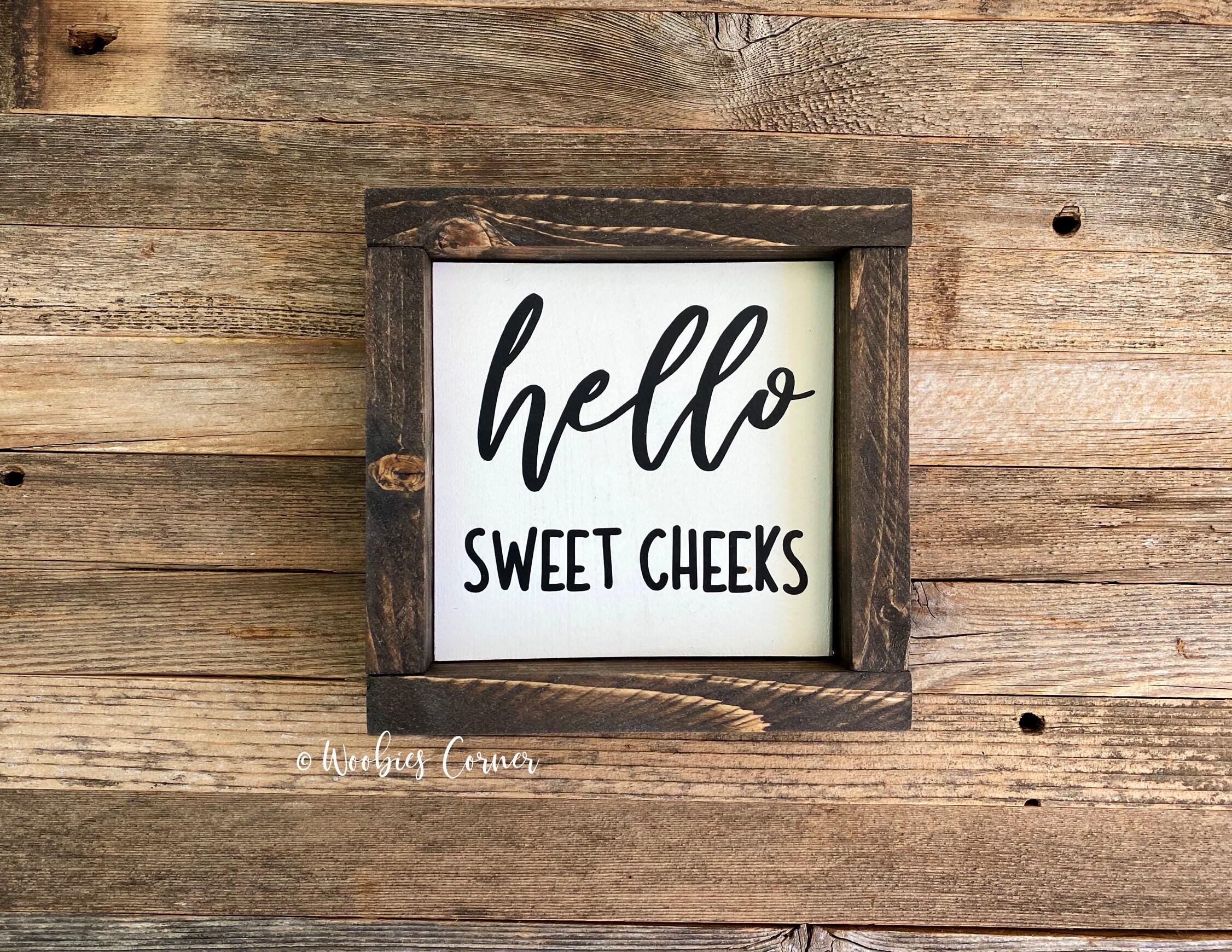 Hello Sweet Cheeks Sign Funny Bathroom Signs Bathroom Wood | Etsy