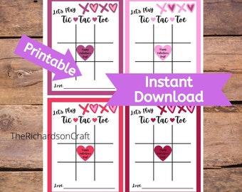 Valentine's Day Printables Tic Tac Toe Board Instant Download School ...