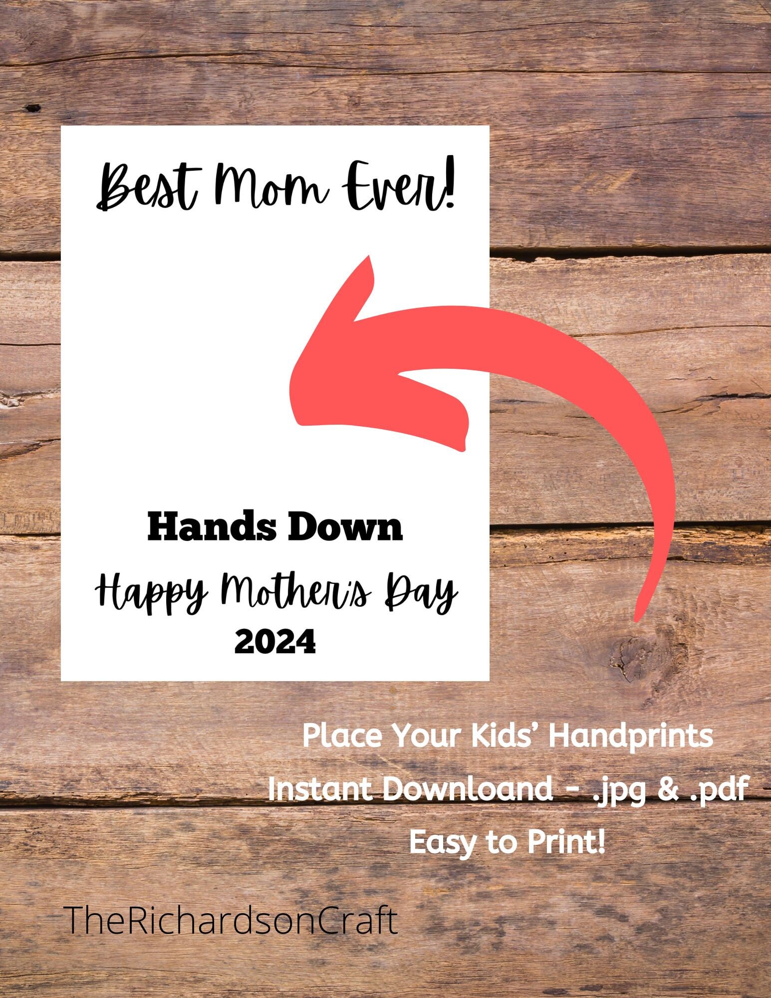 Mother's Day Printable Kids' Handprints Best Mom Ever Instant Download ...