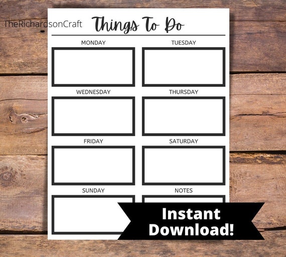 Printable THINGS TO DO for Weekly Tasks Stay Organized With - Etsy