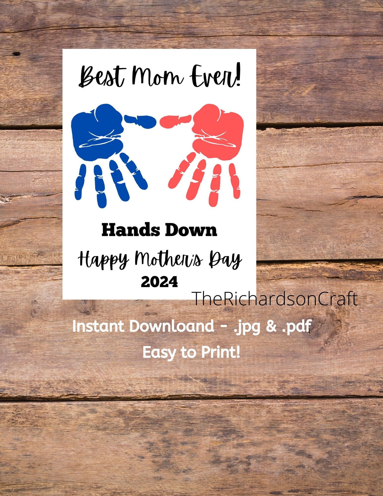 Mother's Day Printable Kids' Handprints Best Mom Ever Instant Download ...