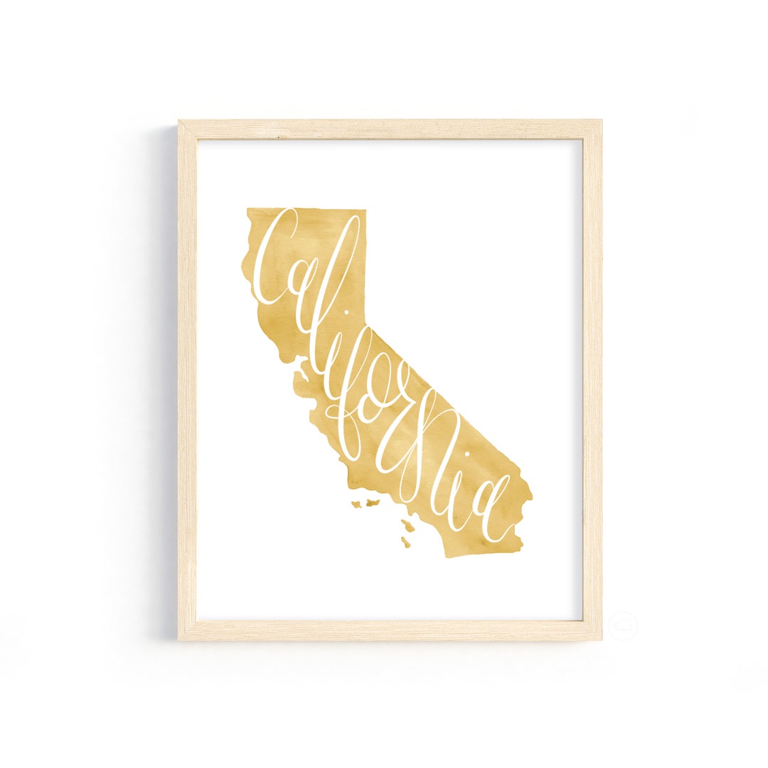 Hand Lettered California State Print. Home State Love. California Gift ...