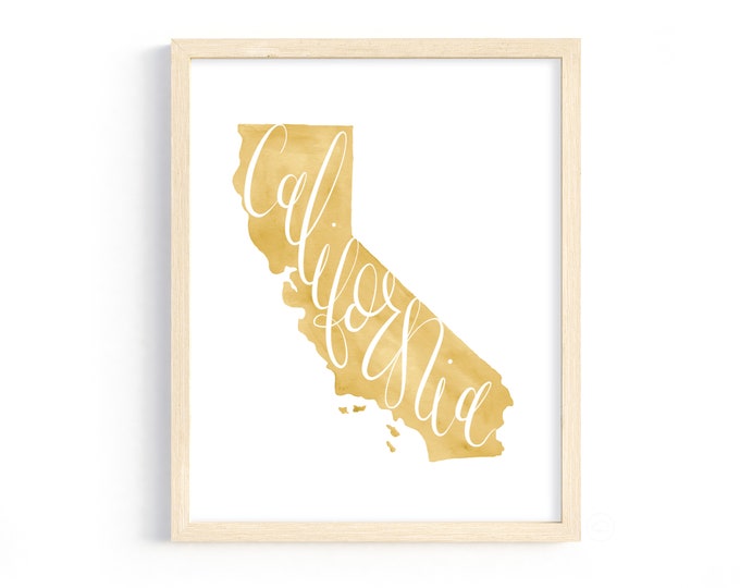Hand Lettered California State Print. Home State Love. California Gift ...