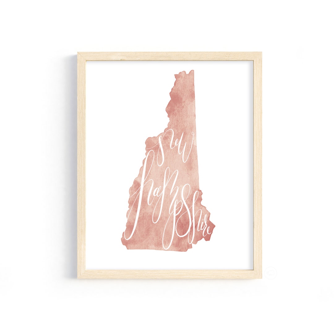 New Hampshire Hand Lettering Print. New Hampshire Home Decor. New ...