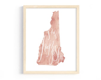 New Hampshire Icon Watercolor Illustration - Etsy
