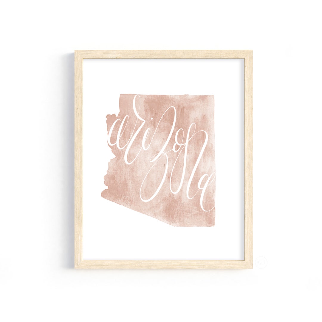 Arizona Hand Lettering Print. Arizona Wall Art. State of Arizona Print ...