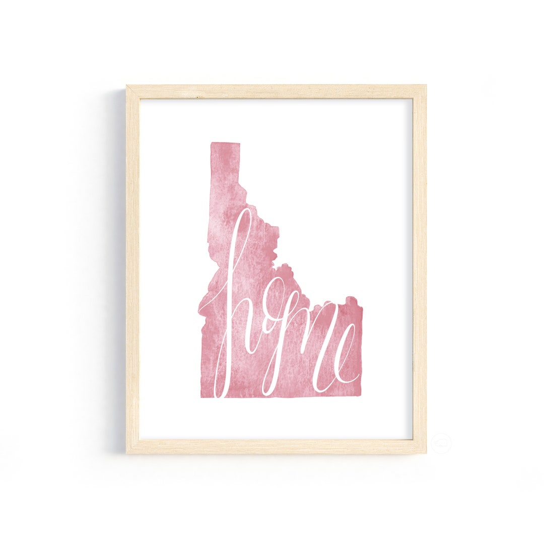 Idaho Hand Lettering Home Print. State of Idaho Illustration ...